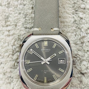 Vintage Rare Seiko Automatic 17jewels Grey Dial @date Japan Made Wrist ...