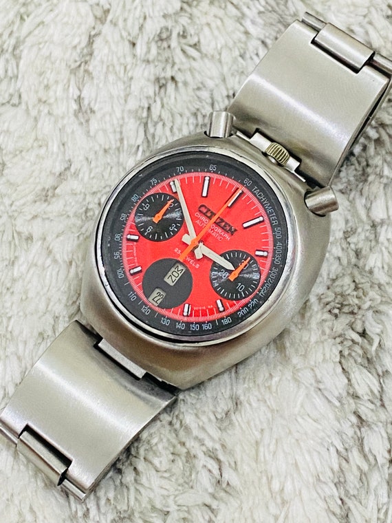 Vintage Citizen bullhead Panda red dial automatic chr… - Gem