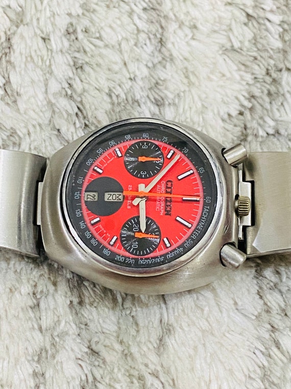 Vintage Citizen bullhead Panda red dial automatic chr… - Gem