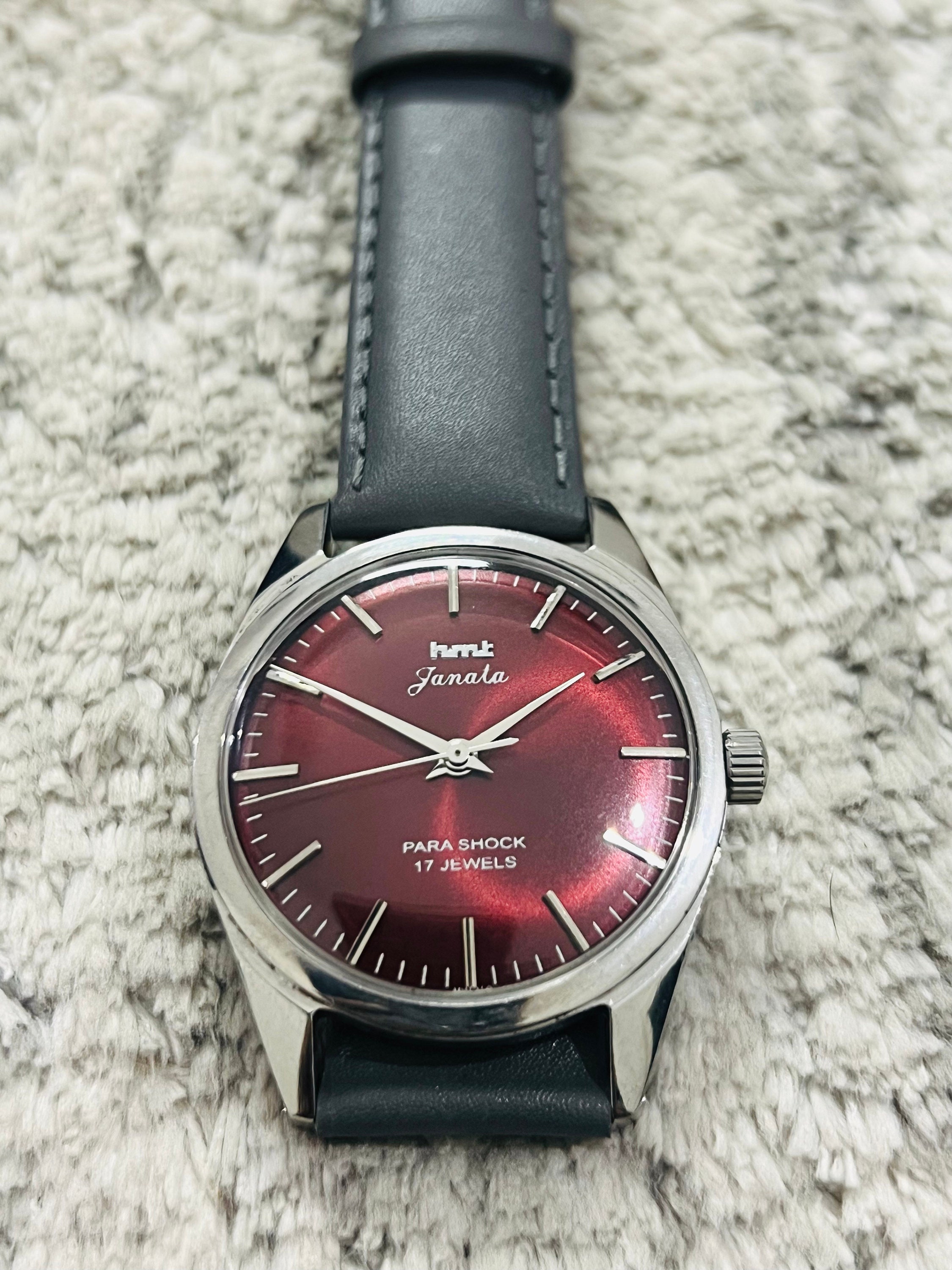 Vintage HMT Janata Manual Winding Rare Maroon Dial 17jewels Men’s Wrist ...