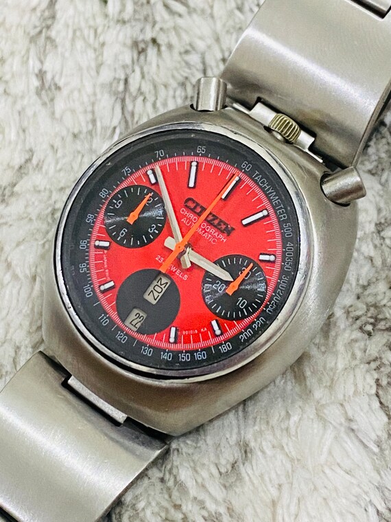Vintage Citizen bullhead Panda red dial automatic chr… - Gem