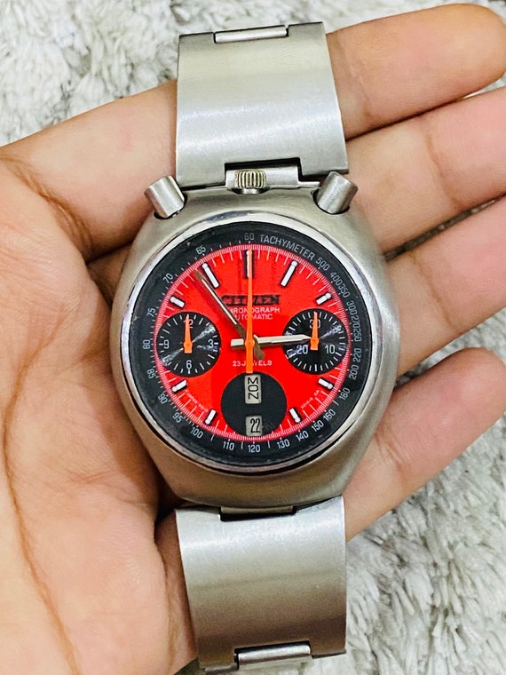 Vintage Citizen bullhead Panda red dial automatic chr… - Gem