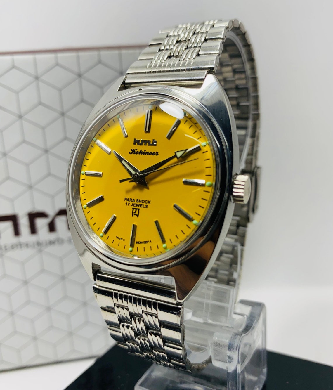 Vintage HMT KOHINOOR 17J. Manual Winding Vintage Watch~beautiful Yellow ...