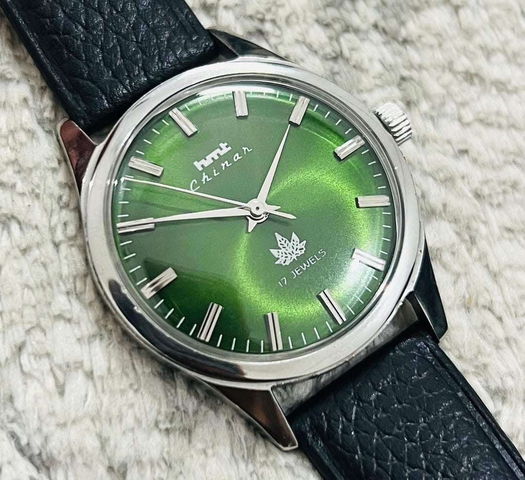 Vintage HMT Chinar Manual Winding Rare Green Dial 17jewels Men’s Wrist ...