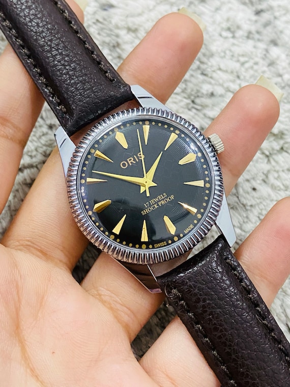 Rare Vintage ORIS Black Dial Hand Winding FHF Movemen… - Gem