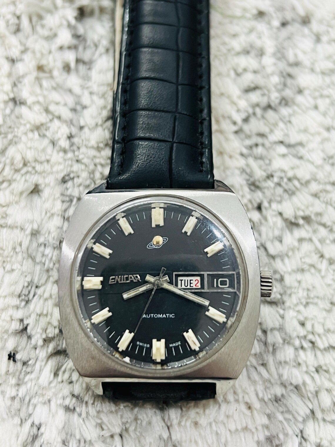 Vintage Enicar Automatic Black Dial Date/day Swiss Made Men’s Wrist ...