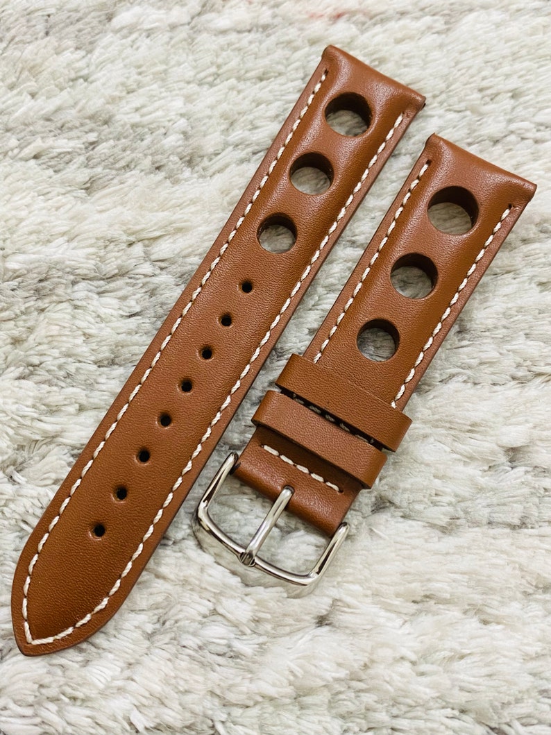 20mm Genuine Leather Handmade Strap Tan Color With Steel Silver Buckle ...