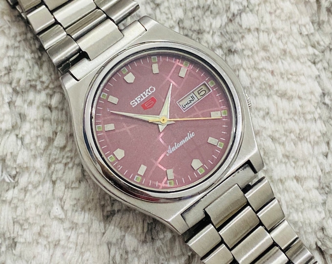Vintage Seiko 5 Automatic Pink Dial Day/date Caliber No 6309 Men's ...