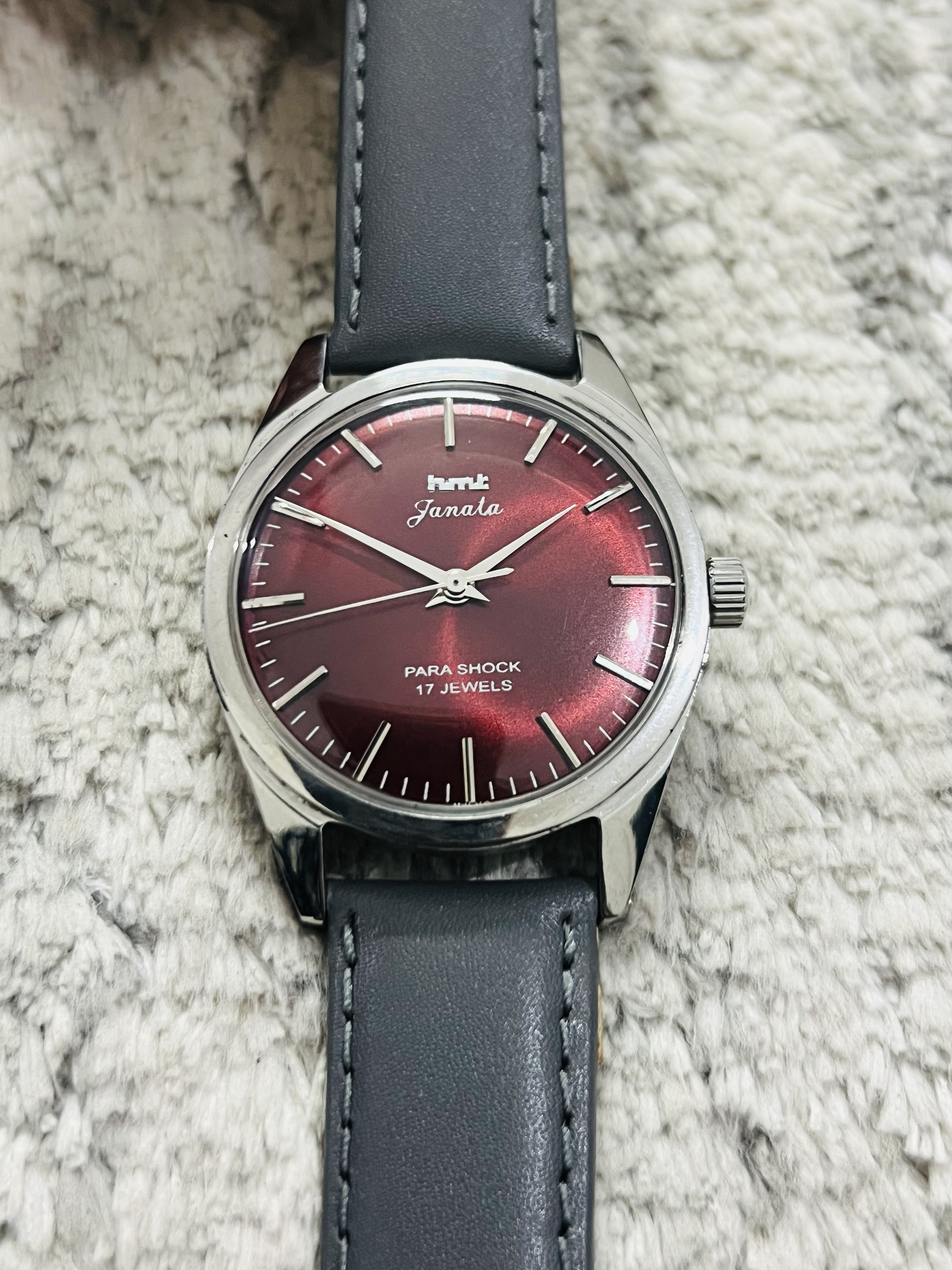 Vintage HMT Janata Manual Winding Rare Maroon Dial 17jewels Men’s Wrist ...