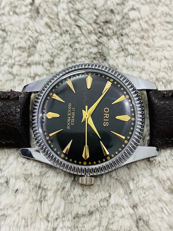 Rare Vintage ORIS Black Dial Hand Winding FHF Movemen… - Gem
