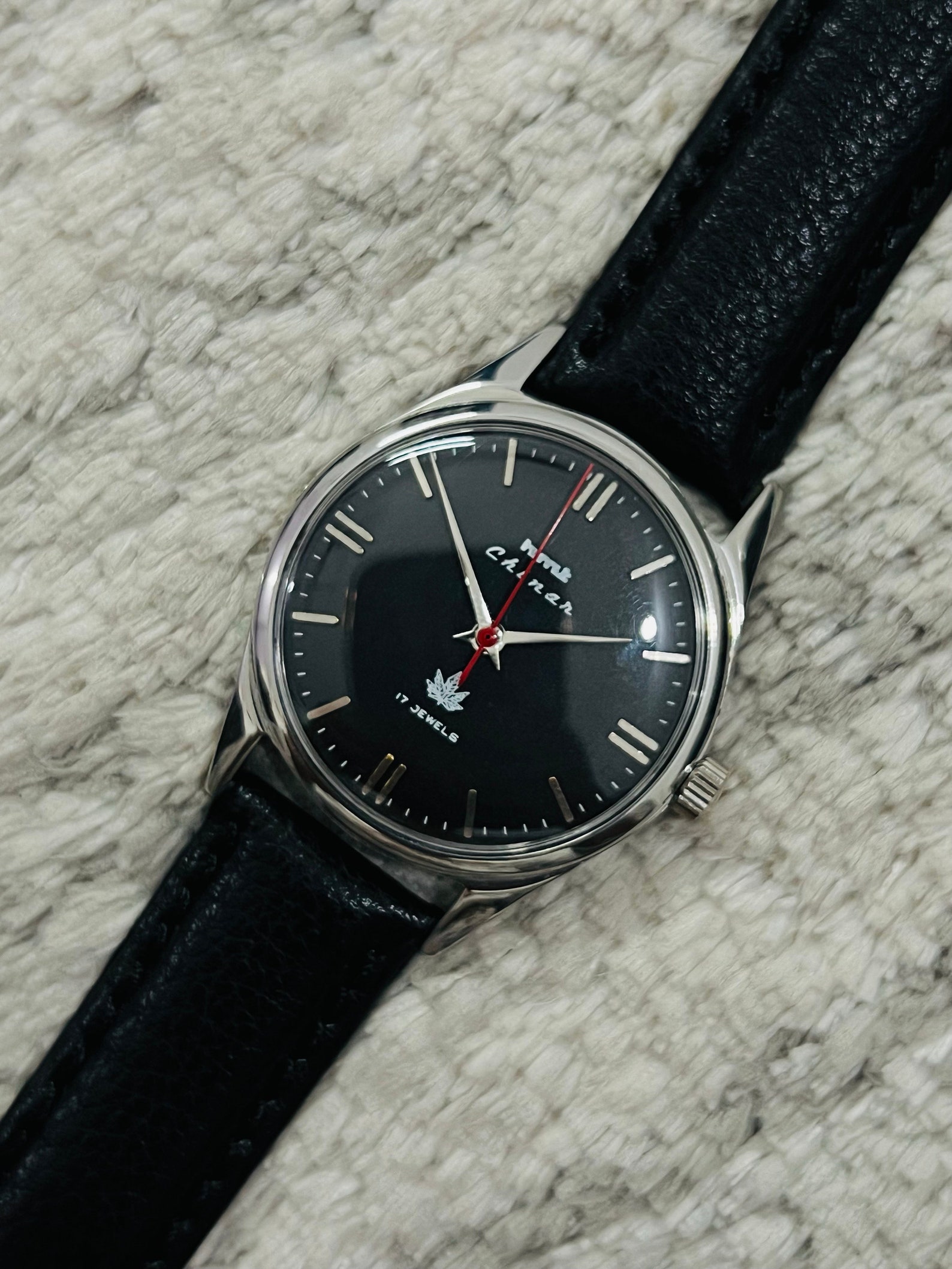 Vintage HMT Chinar Manual Winding Rare Black Dial 17jewels Men’s Wrist ...