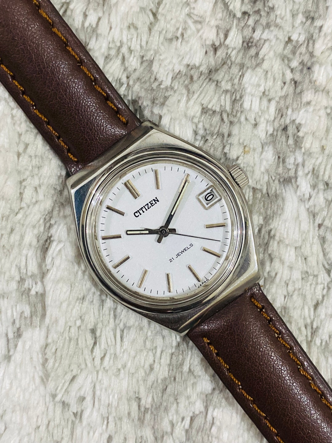 Vintage Citizen Mechanical Automatic White Dial @date 21jewels Japan ...