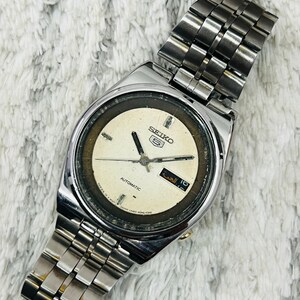 Vintage Seiko 5 Automatic Movement No.6309-6110 White Dial Diamond Stone Day/date Men's Wrist ...