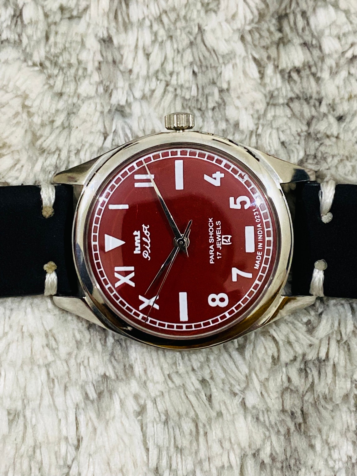 Vintage HMT Pilot Mechanical Handwinding Maroon Dial 17jewels Mens ...