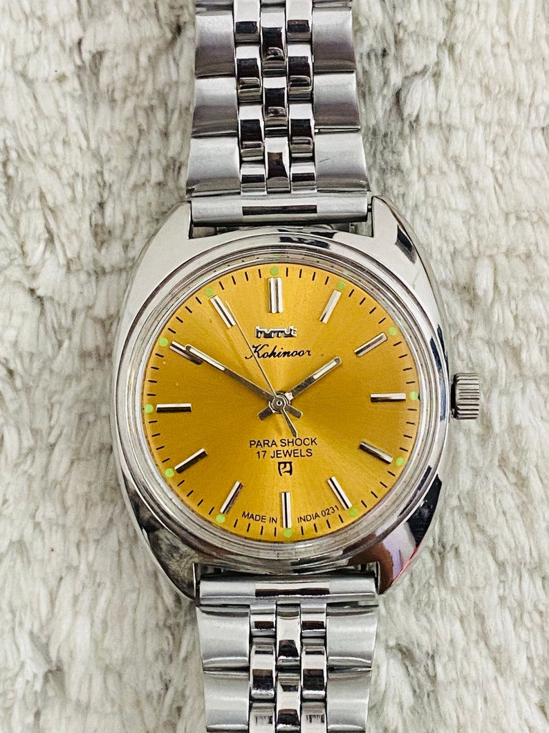 Vintage Hmt Kohinoor Yellow Dial 17jewels Handwinding Vintage Watch ...