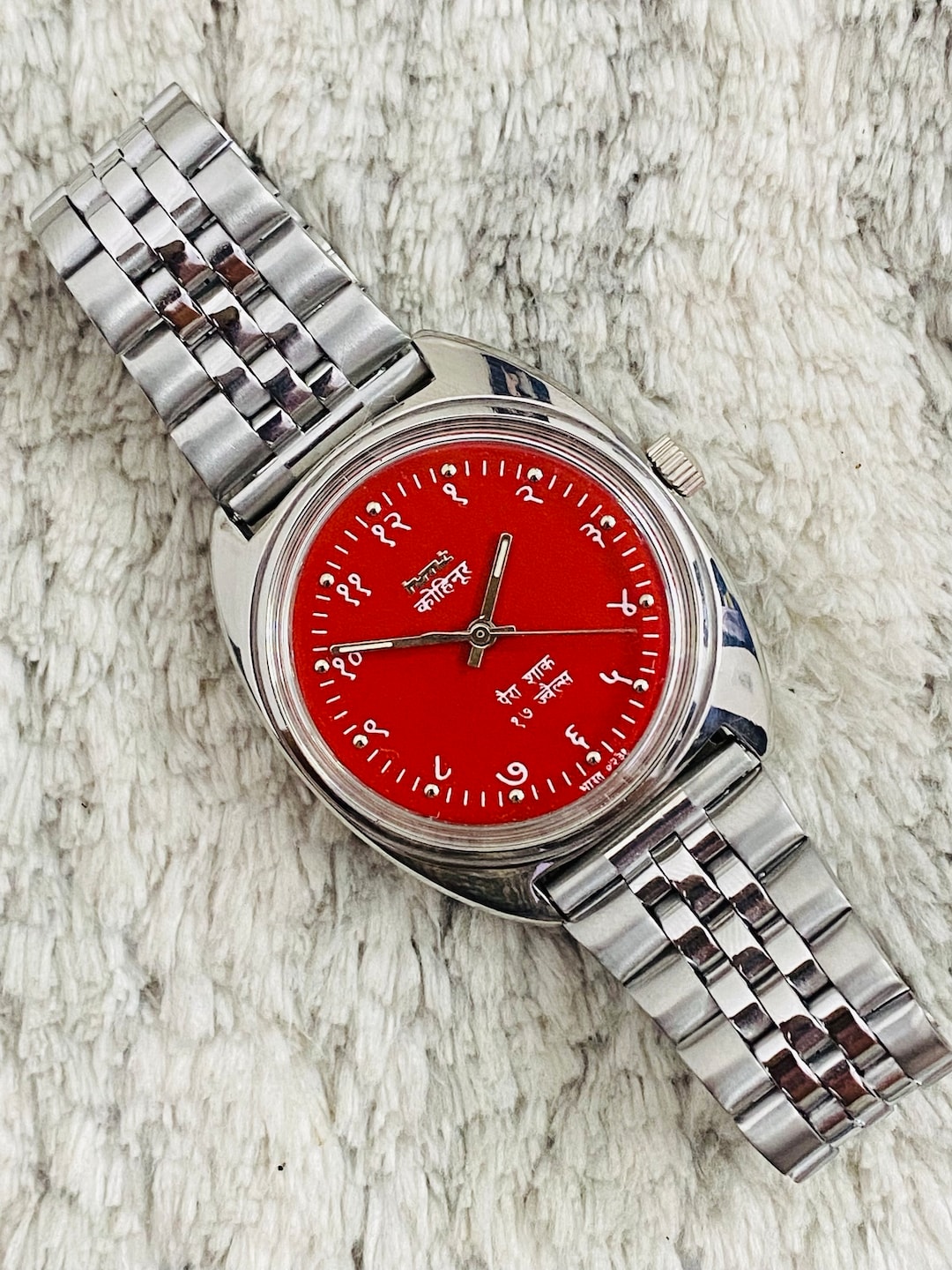 Vintage Hmt Kohinoor Devanagari Red Dial 17jewels Handwinding Vintage ...