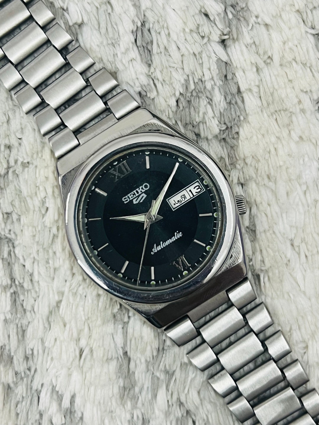 Vintage Seiko 5 Automatic Black Dial Day/date Men's Wrist Watch~ Japan ...