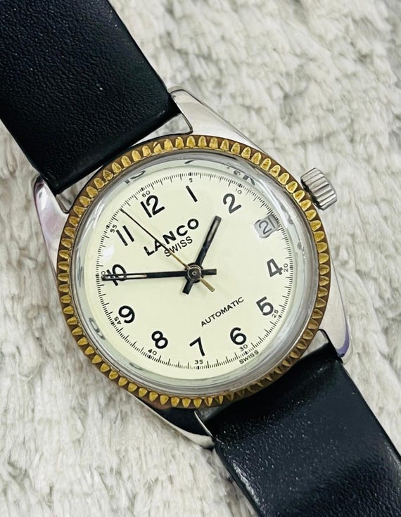 Vintage Lanco Automatic Swiss Wristwatch, Cream Dial,… - Gem