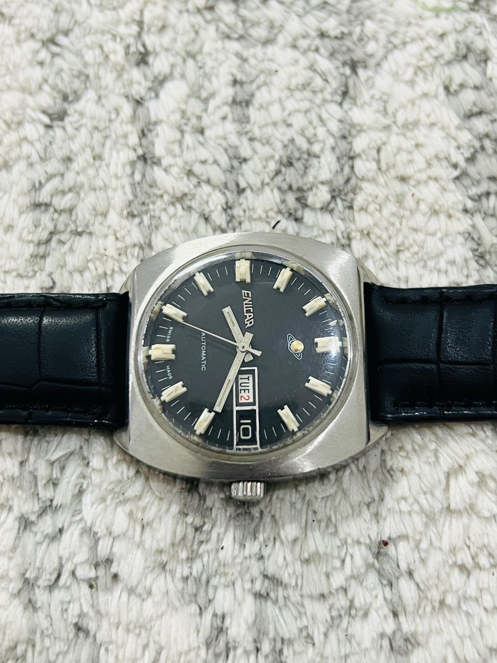 Vintage Enicar Automatic Black Dial Date/day Swiss Made Men’s Wrist ...