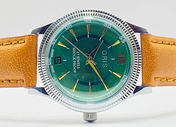 Vintage Rare ORIS Green Dial Mechanical Hand Winding … - Gem
