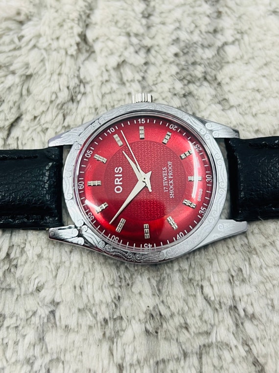 Rare Vintage ORIS Handwinding Red Dial FHF Movement S… - Gem