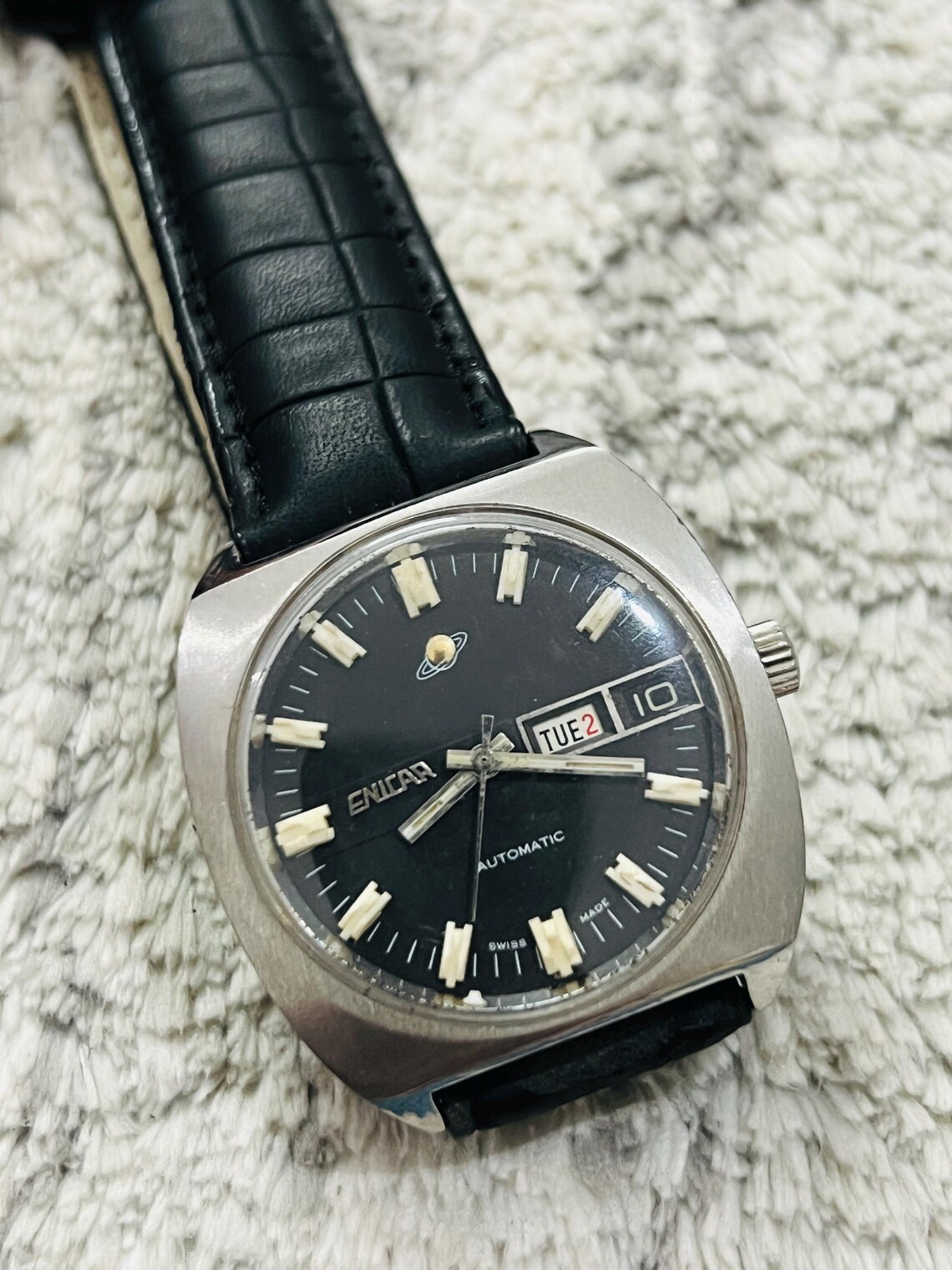 Vintage Enicar Automatic Black Dial Date/day Swiss Made Men’s Wrist ...