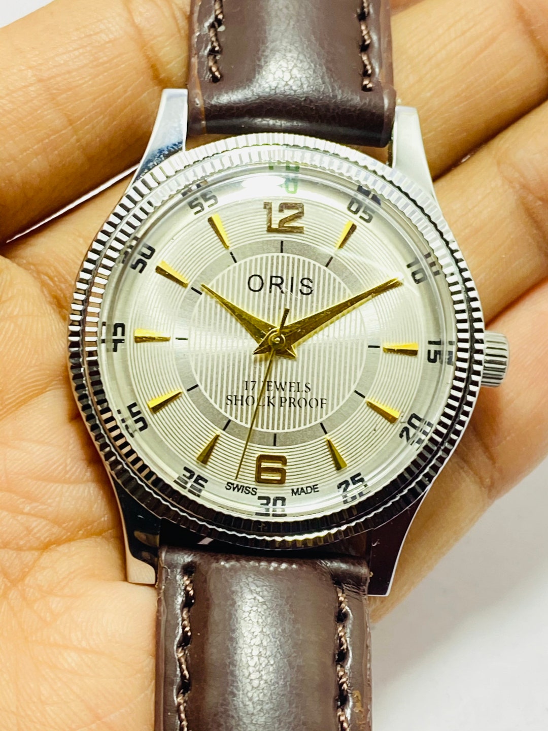 Rare Vintage ORIS White Dial Mechanical Hand Winding FHF Movement ST-96 ...
