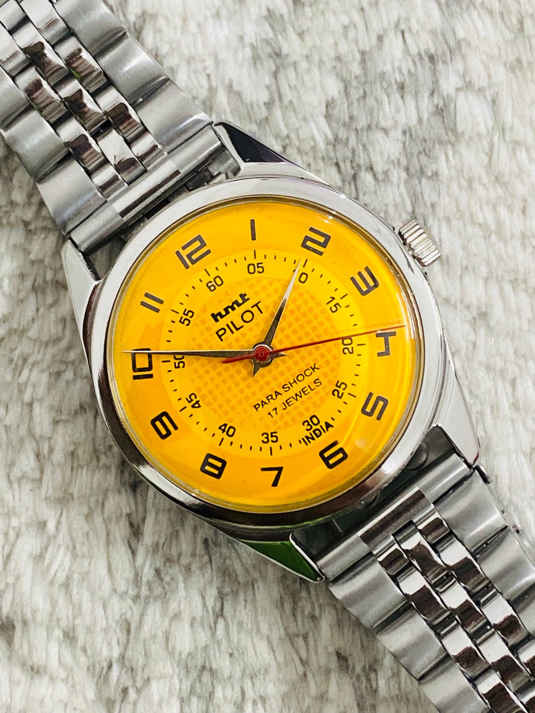 Vintage HMT Pilot Mechanical Handwinding Yellow Dial 17jewels Mens ...