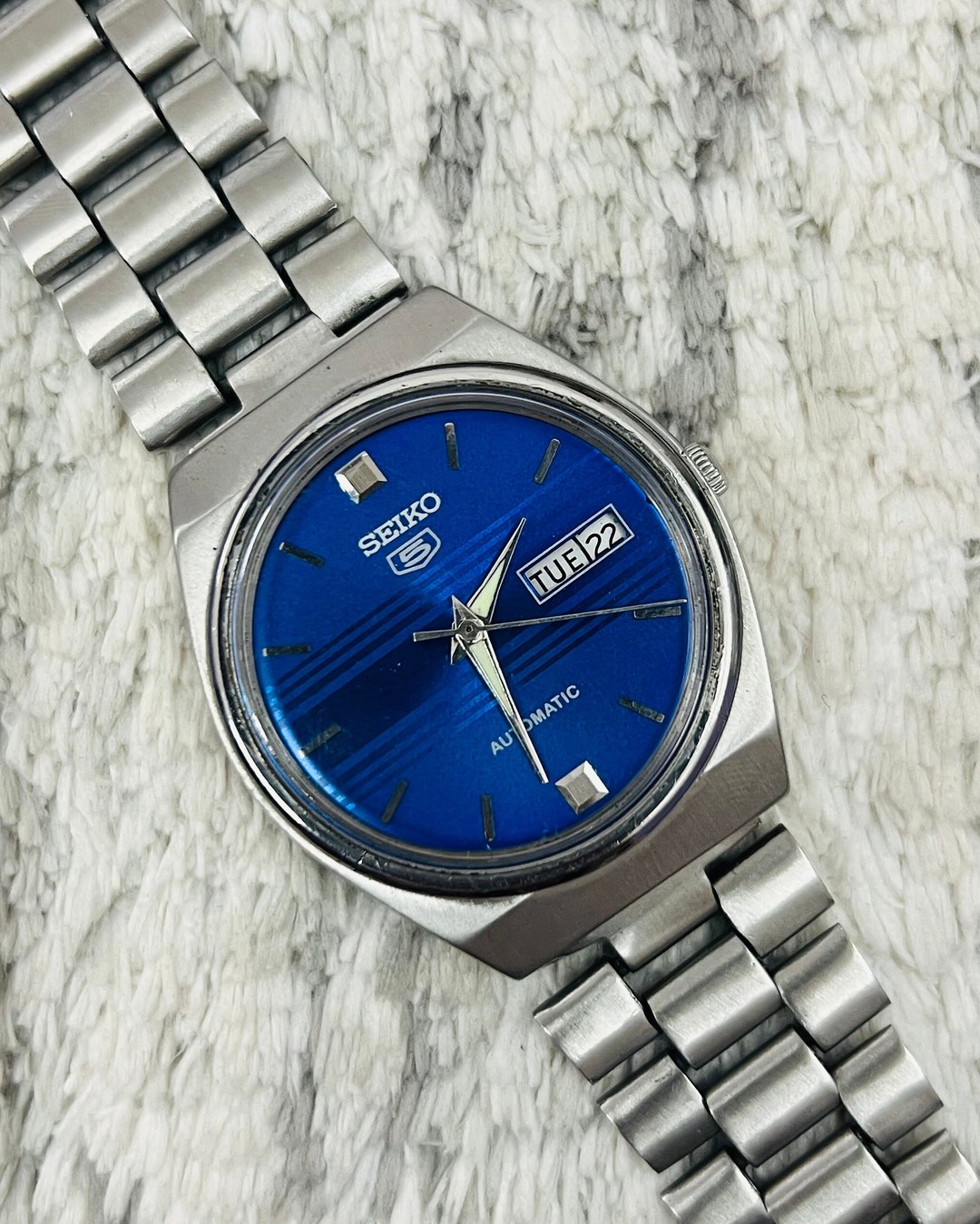 Vintage Seiko 5 Automatic Blue Dial Day/date Men's Wrist Watch~ Japan ...