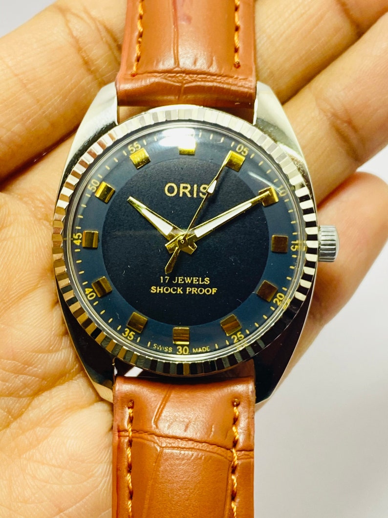 Rare Vintage ORIS Black Dial Hand Winding Wrist Watch | Etsy