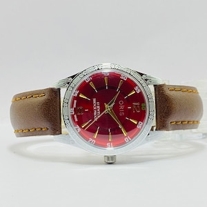 Rare Vintage ORIS Red Dial Mechanical Hand Winding FHF Movement ST-96 ...