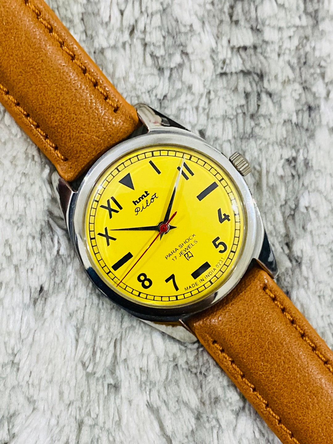 Vintage HMT Pilot Mechanical Handwinding Yellow Dial 17jewels Mens ...