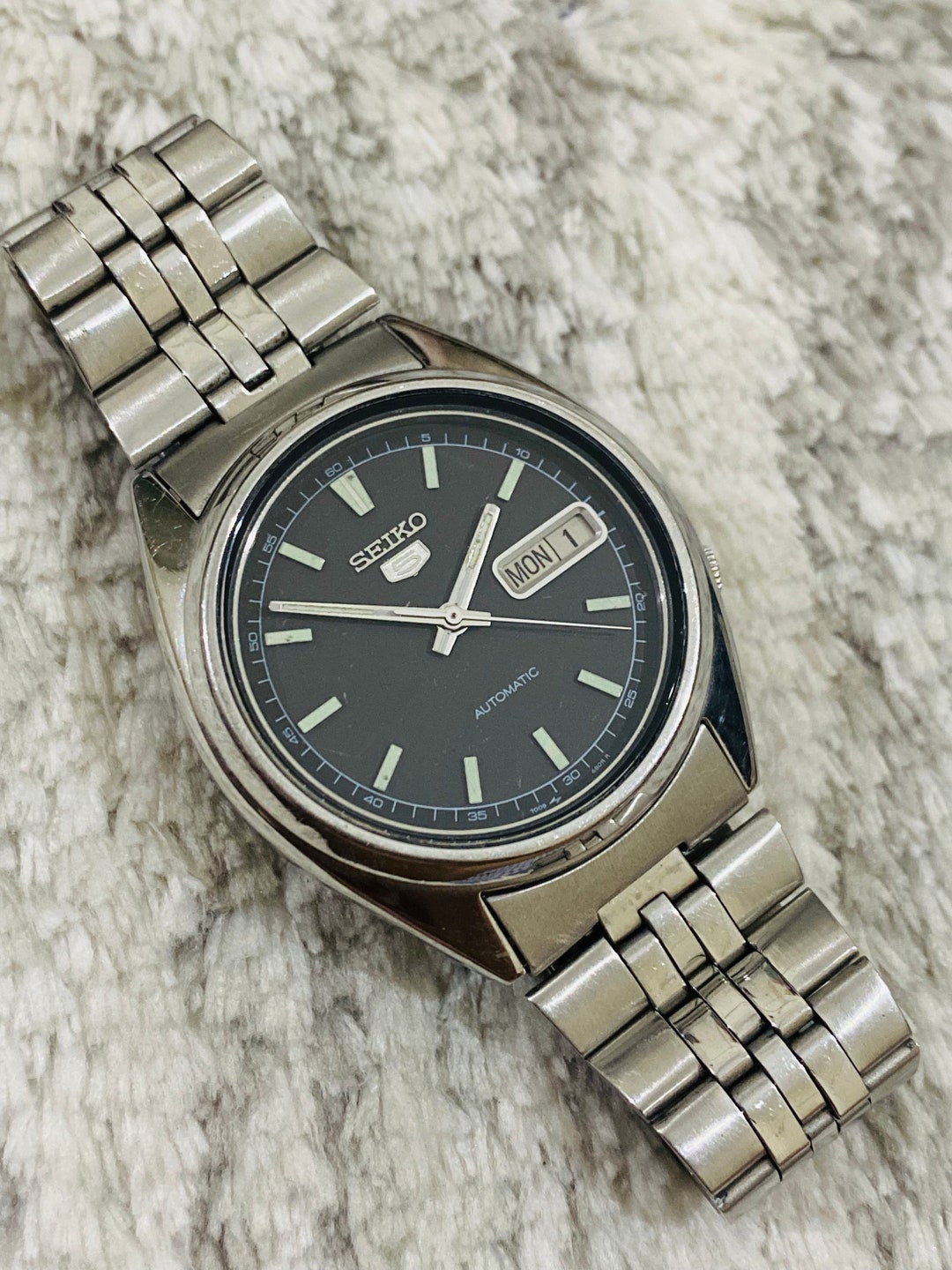 Vintage Seiko 5 Automatic 21 Jewel Black Dial Movement No - Etsy