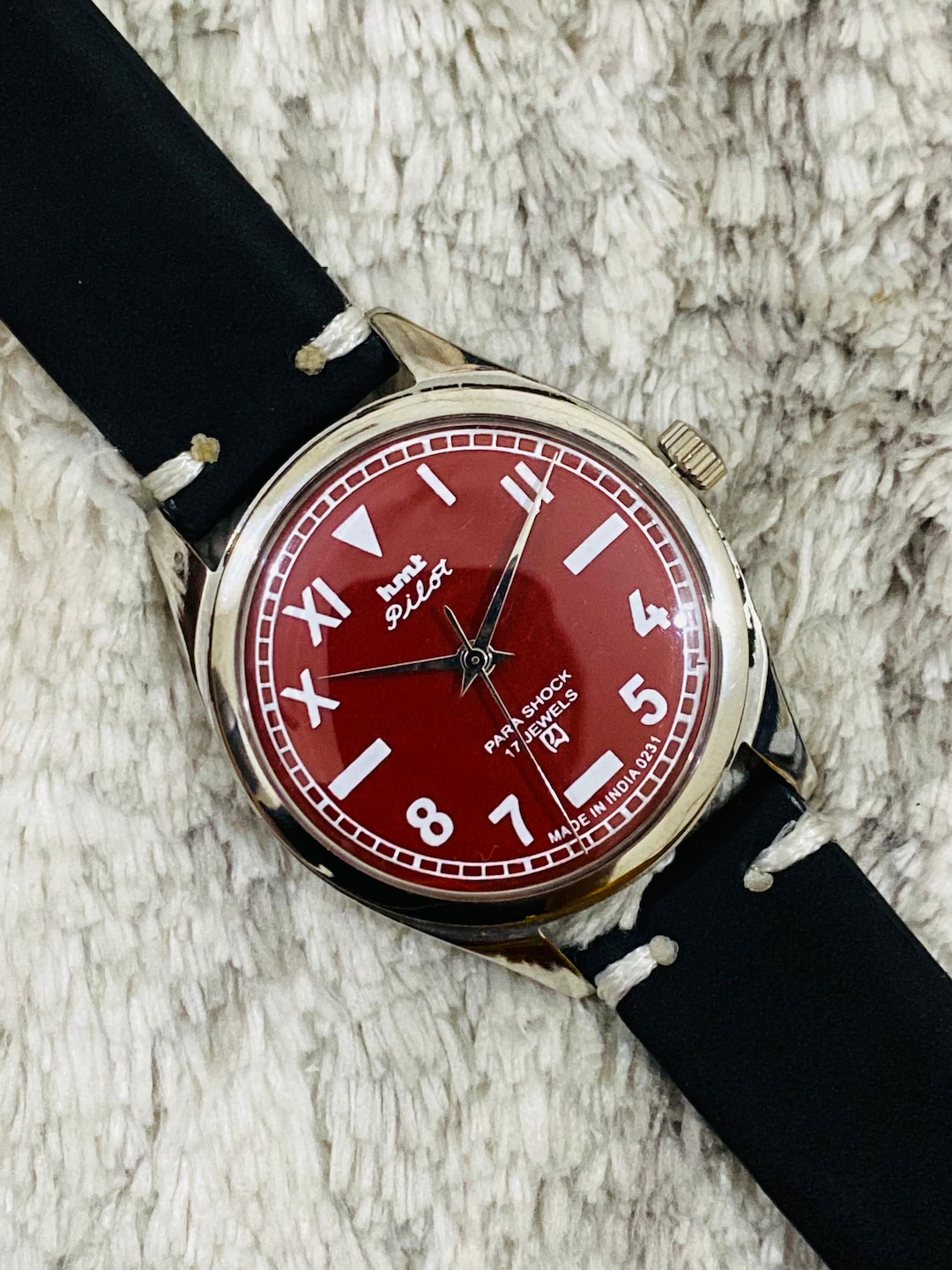 Vintage HMT Pilot Mechanical Handwinding Maroon Dial 17jewels Mens ...