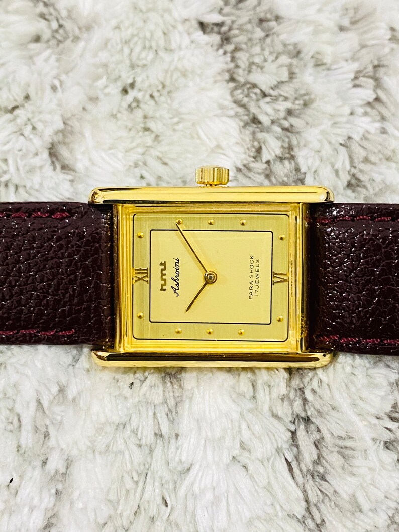 Vintage HMT Ashwini Tank Golden Dial Gold Plated Hand Winding 17jewels ...