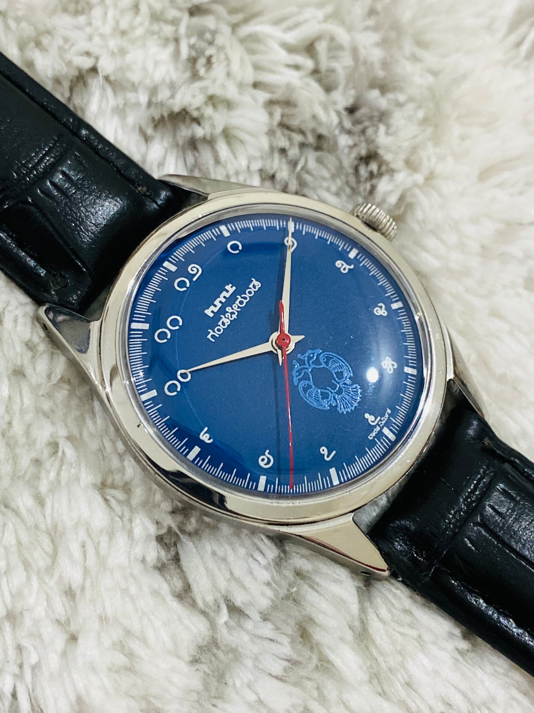 HMT Gandaberunda Kannada Manual Winding Blue Dial 17jewels Men’s Wrist ...