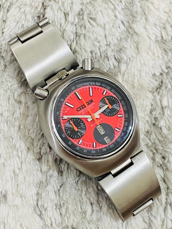 Vintage Citizen bullhead Panda red dial automatic chr… - Gem