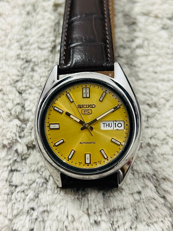 Vintage Original Seiko 5 Automatic Golden Dial 21Jewe… - Gem
