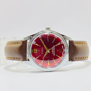 Rare Vintage ORIS Red Dial Mechanical Hand Winding FHF Movement ST-96 ...