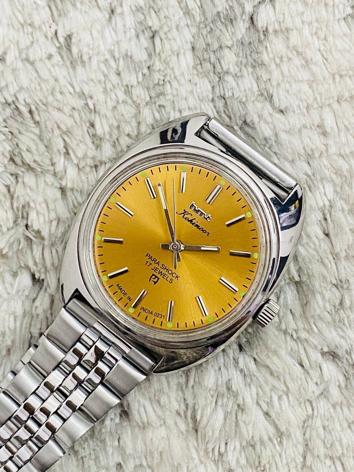Vintage Hmt Kohinoor Yellow Dial 17jewels Handwinding Vintage Watch ...