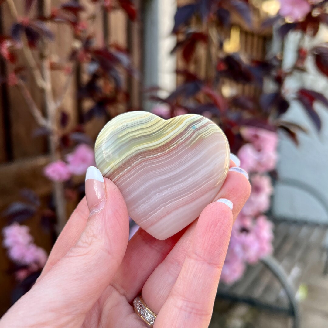 Pink Banded Onyx Heart - Etsy
