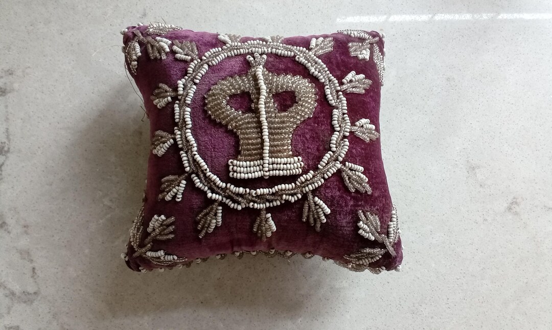 Antique Victorian Beadwork Pin Cushion Crown Decoration A/f - Etsy