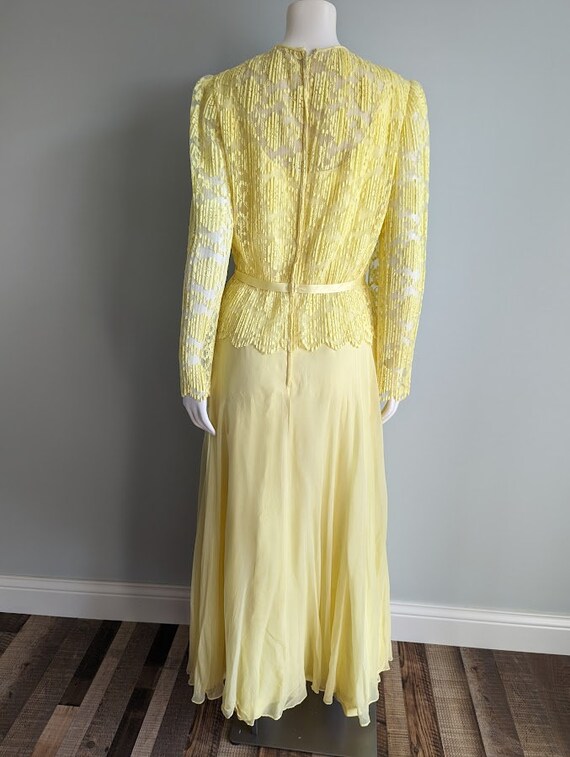 Vintage 60s yellow lace gown | 1960s flowy long sleev… - Gem