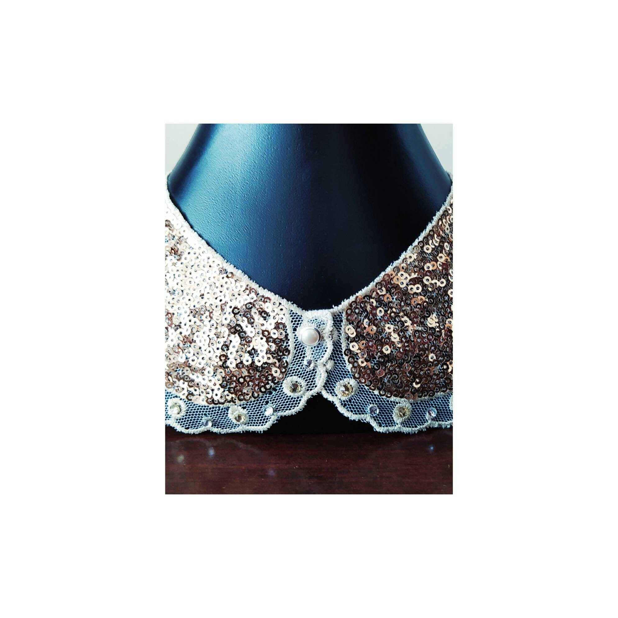 Gold Sequin Collar, Statement Collar,detachable Collar,delicate Collar ...