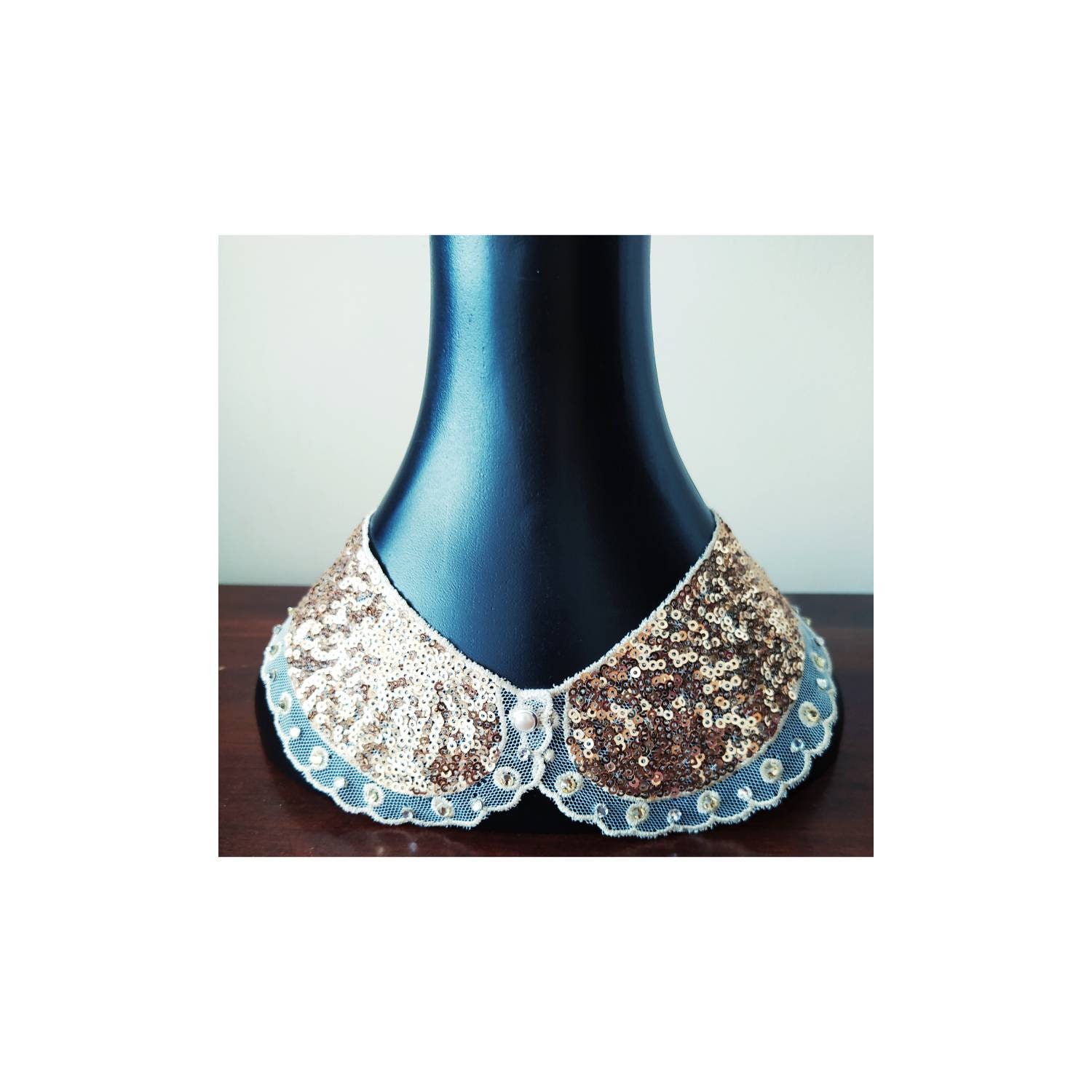 Gold Sequin Collar, Statement Collar,detachable Collar,delicate Collar ...