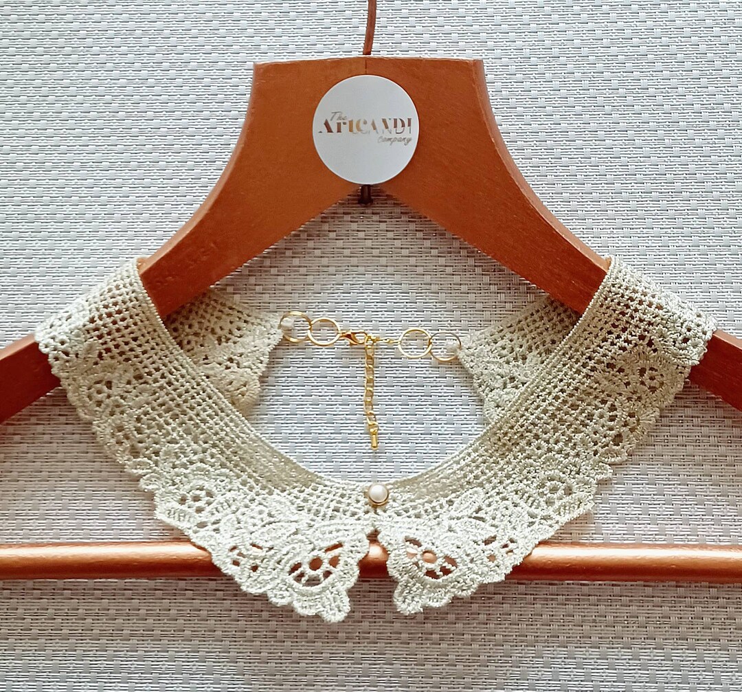 Vintage Look Gold Guipure Lace Collar,peter Pan Collar in Gold,delicate ...