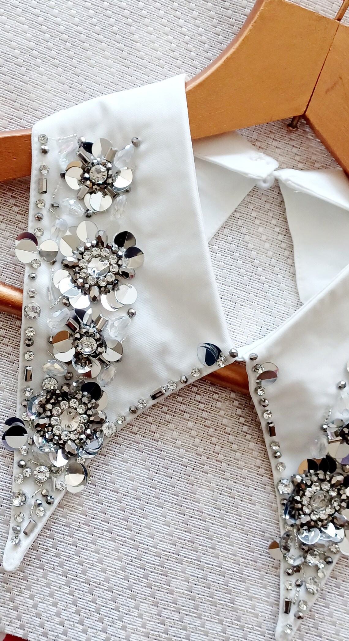 Silver and White Metallic Oversized Collar. Detachable Collar,chiffon ...