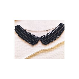 Black Detachable Pearl Collar.vintage Beaded Faux Pearl Collar Necklace ...