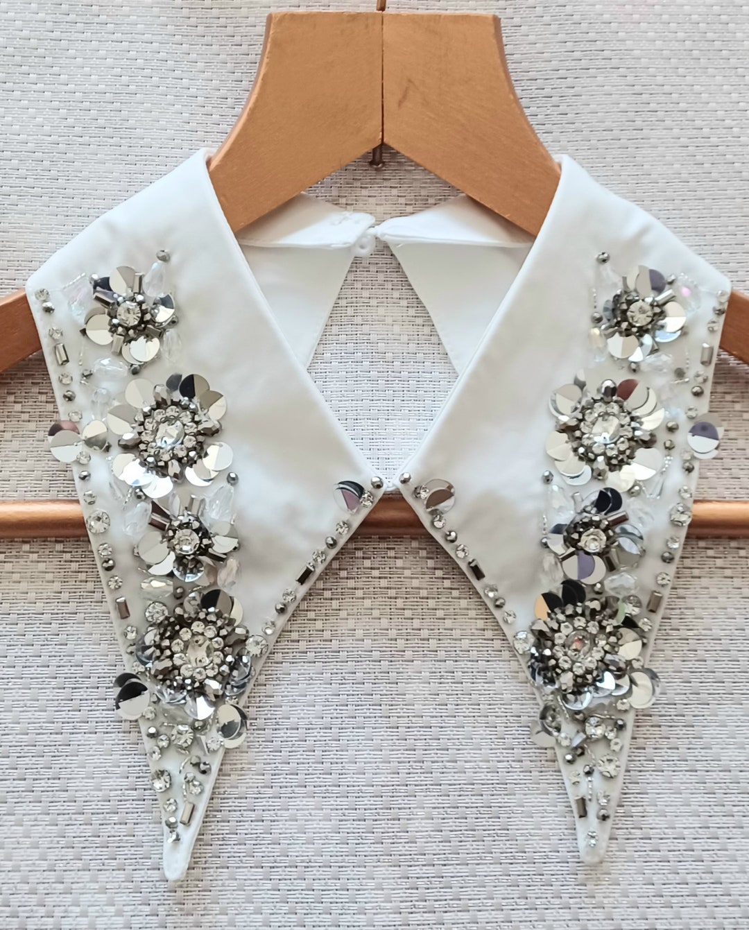 Silver and White Metallic Oversized Collar. Detachable Collar,chiffon ...