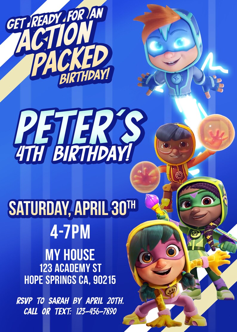 Action Pack Birthday Invitation | Kids Action Pack Invite | Boy or Girl ...